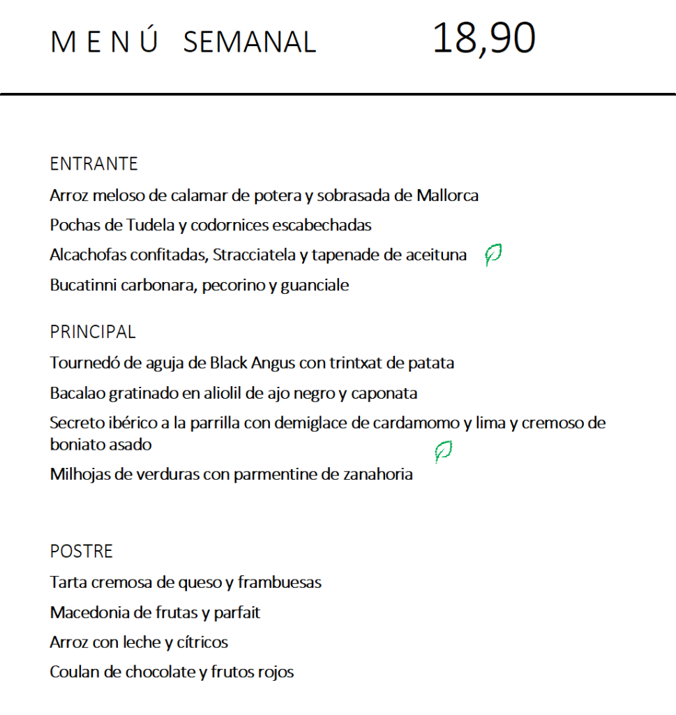 Menú Semanal - Restaurante Zaka Bilbao Lounge Bar